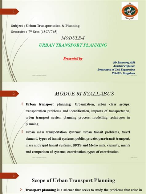 Utp Module 01 Ppt Notes Pdf Public Transport Transport