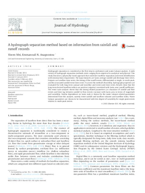 Pdf A Hydrograph Separation Method Based On Information From Rainfall