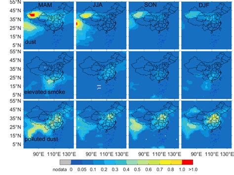 Average Aerosol Optical Depth Aod Distribution Of Dust Polluted