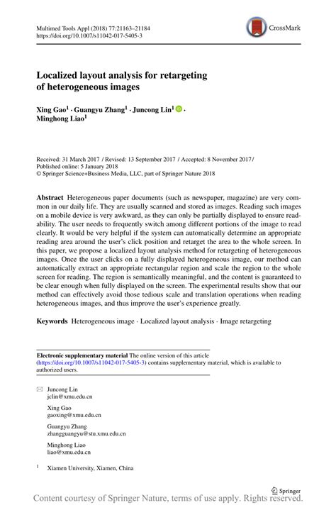Localized Layout Analysis For Retargeting Of Heterogeneous Images Request Pdf