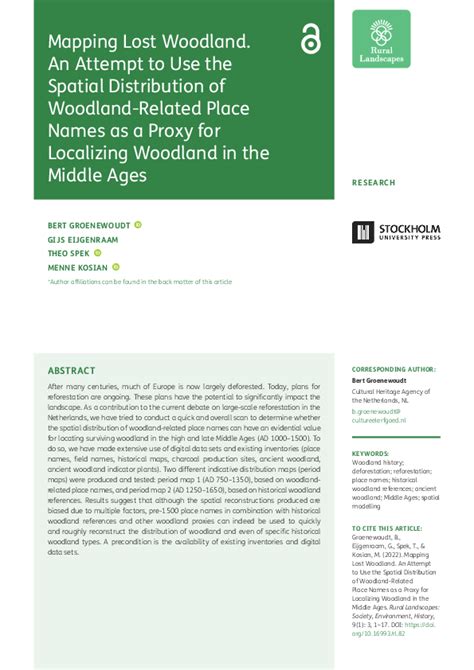 pdf mapping lost woodland an attempt to use the spatial distribution of woodland related