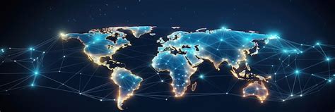Premium Ai Image World Map With Interconnected Lines Or Digital Network Connections Global