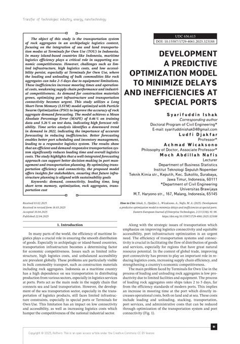 Pdf Development A Predictive Optimization Model To Minimize Delays