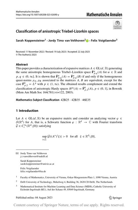 Pdf Classification Of Anisotropic Triebel Lizorkin Spaces