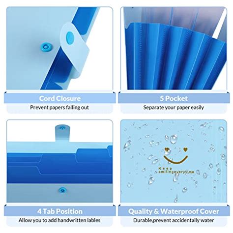 Skydue 5 Pockets Expanding File Folders Cute Accordion File Organizer