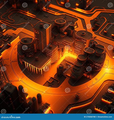 Futuristic Printed Circuit Board Pcb Showcases Advanced Technology Stock Illustration