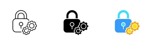 Premium Vector Lock With Gear Set Icon Document Shield Gear Checkmark Password Protection