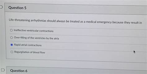 Question 5 Life Threatening Arrhythmias Studyx