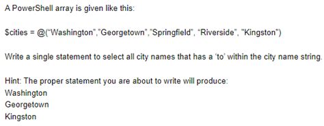 Solved A Powershell Array Is Given Like This Cities