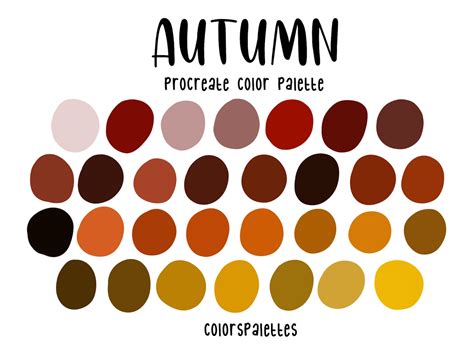 Autumn Procreate Color Palette Colorspalettes Etsy