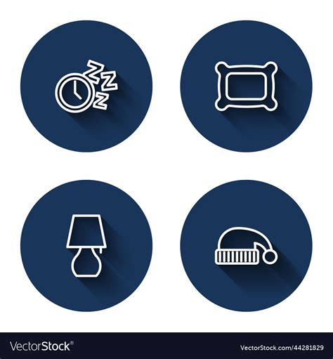 Set Line Alarm Clock Pillow Table Lamp Royalty Free Vector