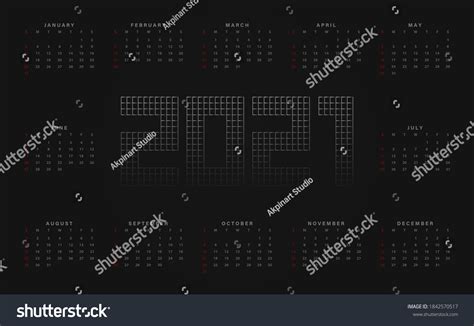 2021 Calendar Vector Design Made Metal Stock Vector Royalty Free 1842570517 Shutterstock