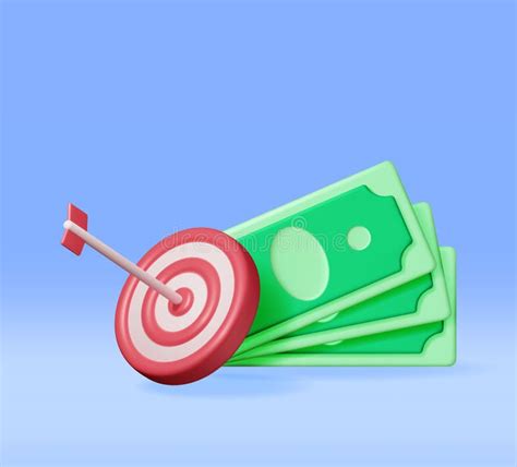 3d stacks of dollars and target with arrow stock vector illustration