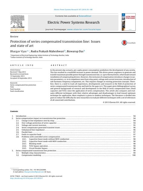 Pdf Protection Of Series Compensated Transmission Line Issues And State Of Art