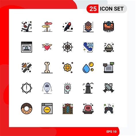 25 User Interface Filled Line Flat Color Pack Of Modern Signs And