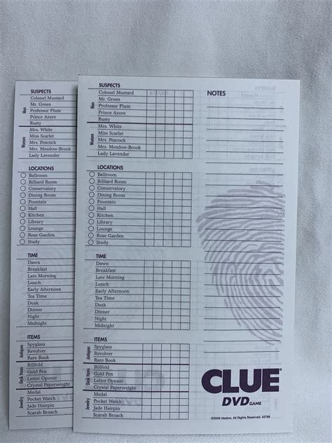 Clue Detective Notepad