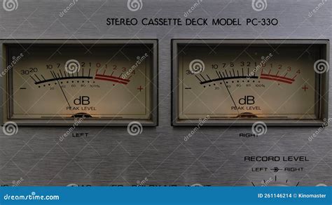 Indicator Decibel Meter On Vintage Stereo Cassette Deck Dashboard On Indicator Decibel Meter On Vintage Stereo Cassette Deck Dashboard On