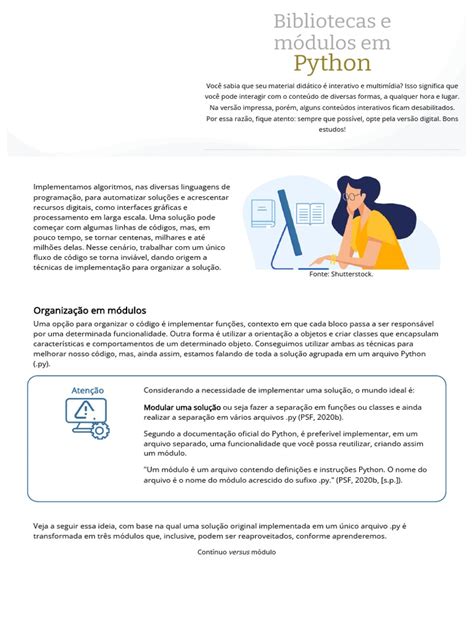 organização de códigos em python através de módulos e bibliotecas pdf