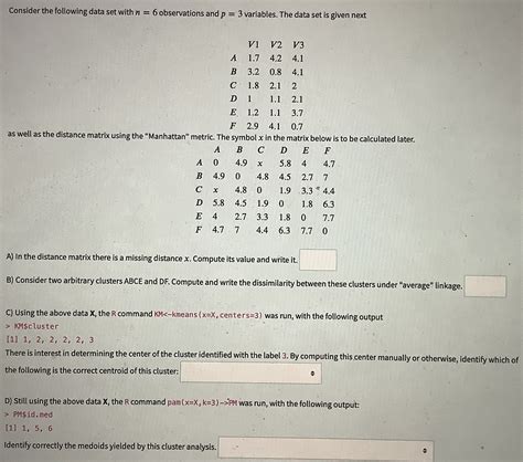 Solved Consider The Following Data Set With N Chegg