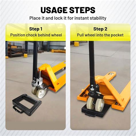 Jack Black Rubber Heavy Duty Pallet Jack Wheel Chock 2 Pack Premium