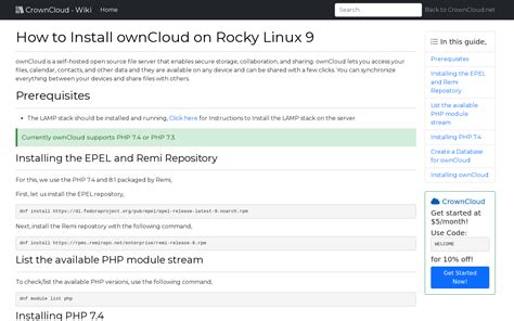 Crowncloud Wiki How To Install Owncloud On Rocky Linux 9