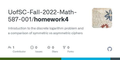 Github Uofsc Fall 2022 Math 587 001 Homework4 Introduction To The Discrete Logarithm Problem