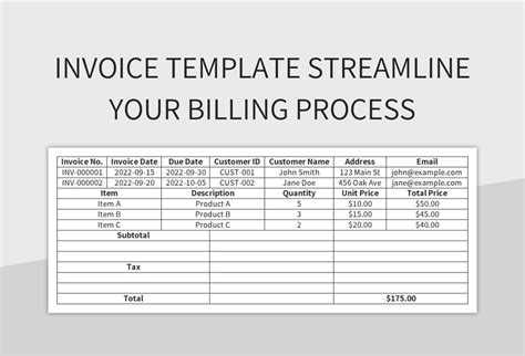 Invoice Templates Streamline Your Billing Process Excel Template And Google Sheets File For Free