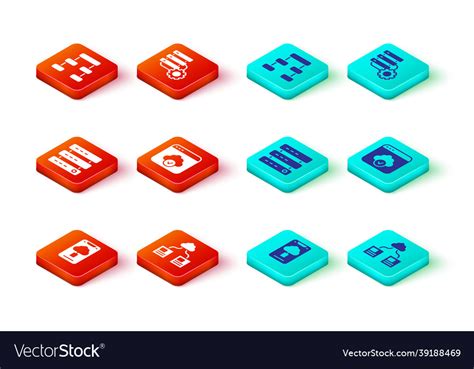 set cloud technology data transfer server data vector image
