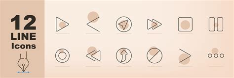 Media Control Set Icon Play Pause Stop Record Forward Backward Next Previous Shuffle