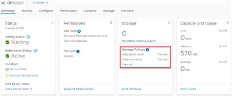 Adding Limiting And Removing Storage In A Vsphere Namespace Dell Powerstore Vmware Vsphere