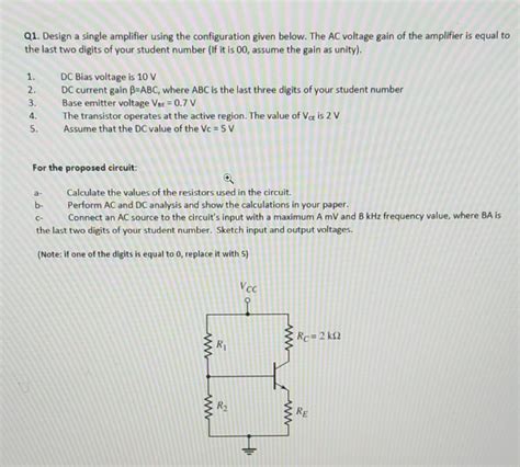Solved Q1 Design A Single Amplifier Using The Configuration