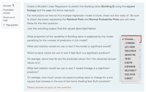 Question Create A Multiple Linear Regression To Chegg