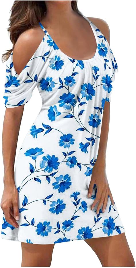 Cockjun Strandkleider Damen Sommer Strandkleider Damen Sommer ärmelloses Frauen Lose Print