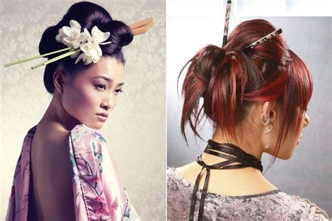 Japanese Top Knot With Chopsticks  750×500 Japanese Hairstyle Chopstick Hair Hair Styles