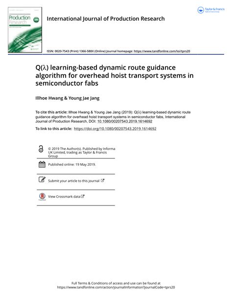 Pdf Qλ Learning Based Dynamic Route Guidance Algorithm For Overhead Hoist Transport Systems