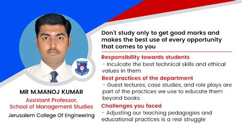 Jerusalem College Of Engineering Mr M Manoj Kumar Assistant Professor School Of Management