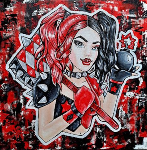 Harley Quinn Pin Up Art Batman Joker Comic Book Illustration Etsy