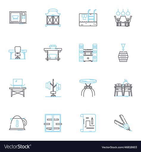 Graphic Architecture Linear Icons Set Design Vector Image