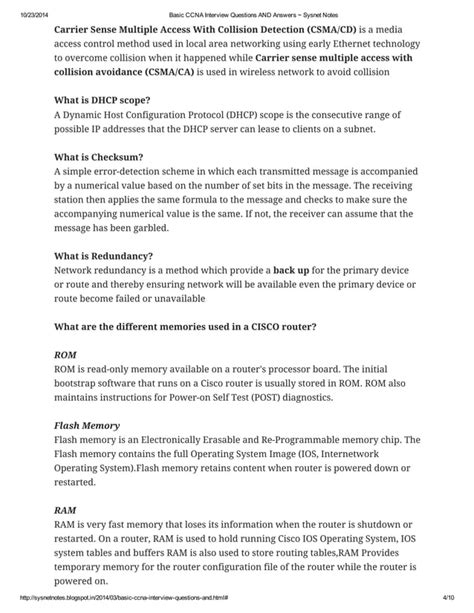 Basic Ccna Interview Questions And Answers ~ Sysnet Notes Pdf