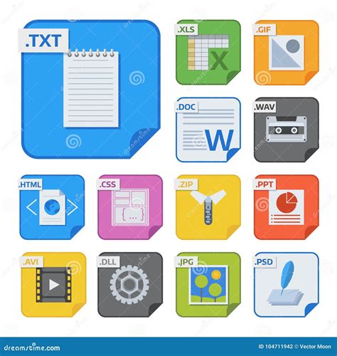 File Types And Formats Labels Icon Presentation Document Symbol Application Software Folder