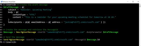 Using Send Mgusermessage In Graph Powershell