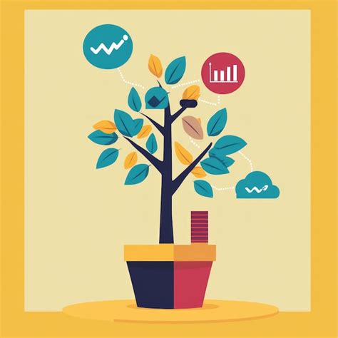 A Stylized Tree With Icons Like Graphs And Clouds Connected To It