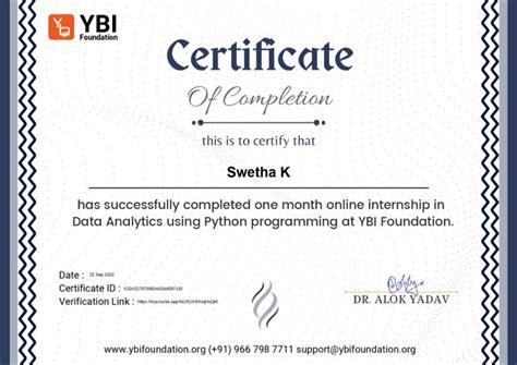 Swetha Kandhavel On Linkedin Ybifoundation Dataanalytics Ybiintern