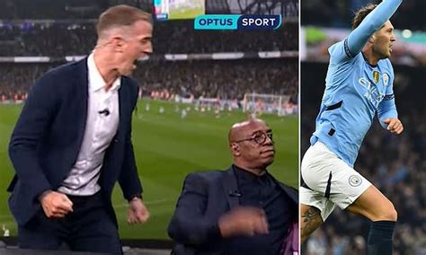 Joe Hart Gloats In Arsenal Legend Ian Wrights Face As Former Man City Goalkeeper Celebrates
