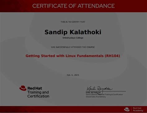 Excited To Share My Certificate Of Attendance For Completing The Getting Started With Linux