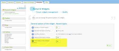 recent topics widget
