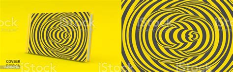 커버 디자인 템플릿 착시와 검은 색과 노란색 패턴 플래카드 배너 책 표지 브로셔 플래너 또는 노트북에 적용됩니다 3d 벡터 그림입니다 3차원 형태에 대한 스톡 벡터 아트 및