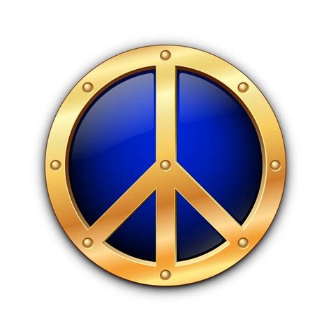 평화 기호 황금 구체 프리미엄 벡터
