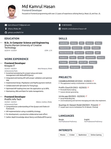 Md Kamrul Hasan Frontend Developer Pdf Computing Systems Architecture