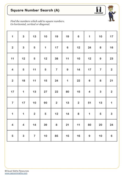 Square Number Search Free Teaching Resources